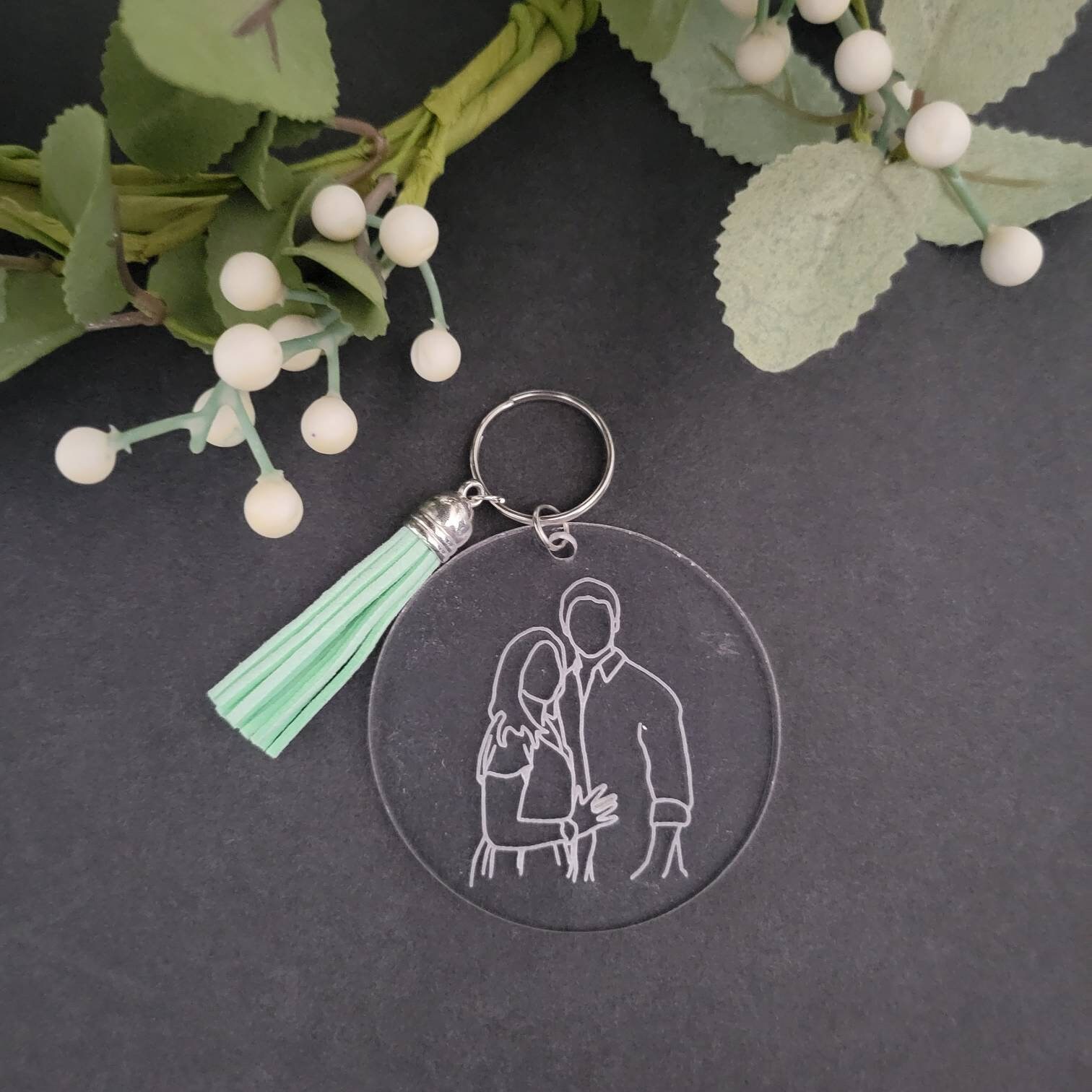 Personalized Photo Outline Engraved Acrylic Keychain - Etsy