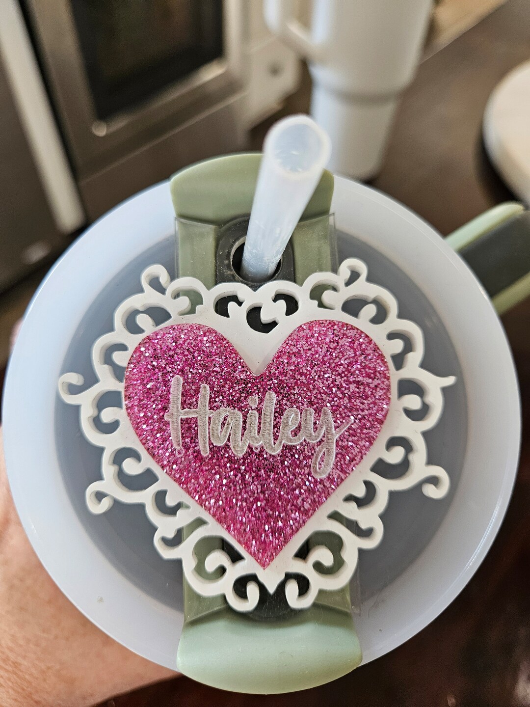 Personalized Valentine Lace Heart Stanley Cup Toppers - Etsy