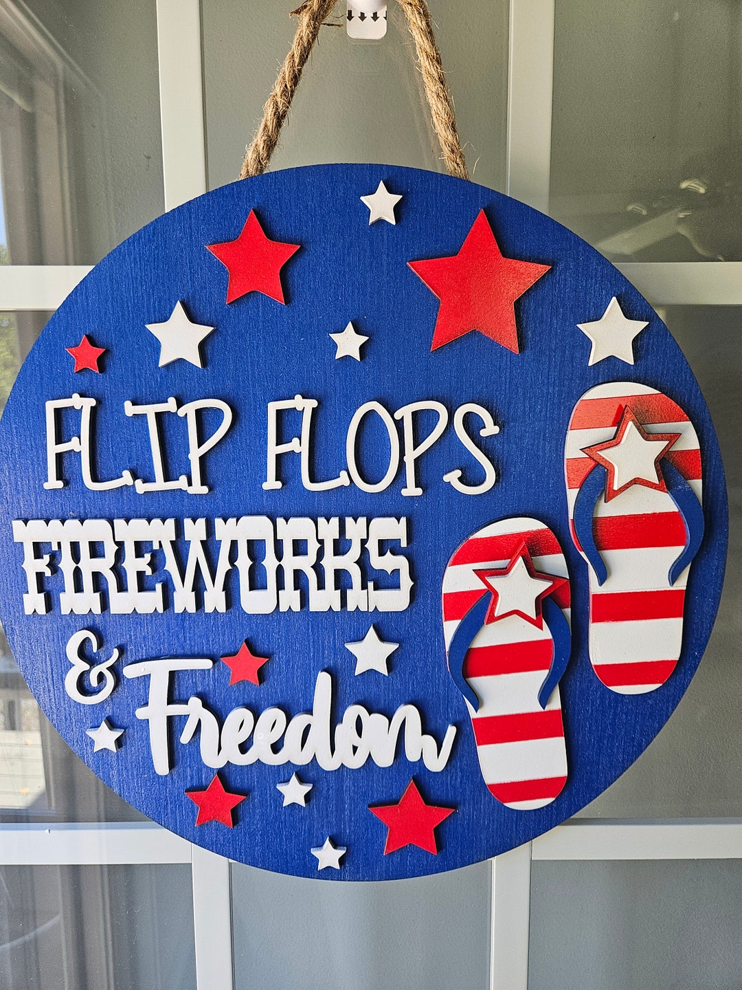 July 4th Flip Flops Fireworks and Freedom Door Hanger - Etsy