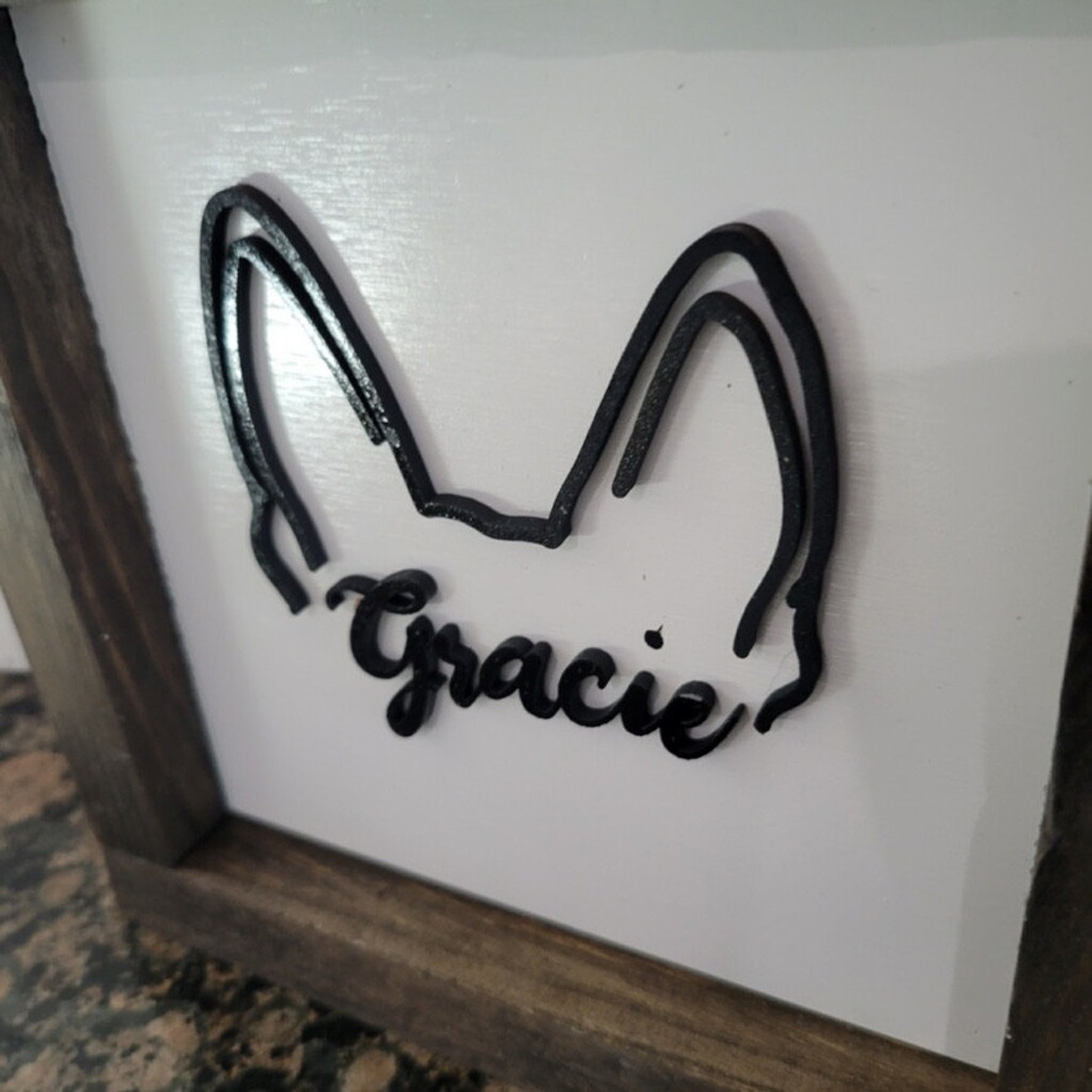 7x7 Personalized Dog Ear Outline Sign | Etsy