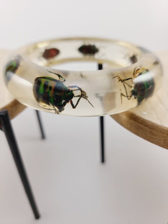Vintage Lucite Beetle Bangle - Gem