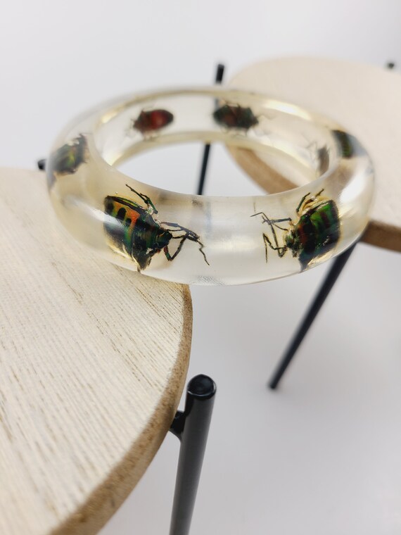 Vintage Lucite Beetle Bangle - Gem