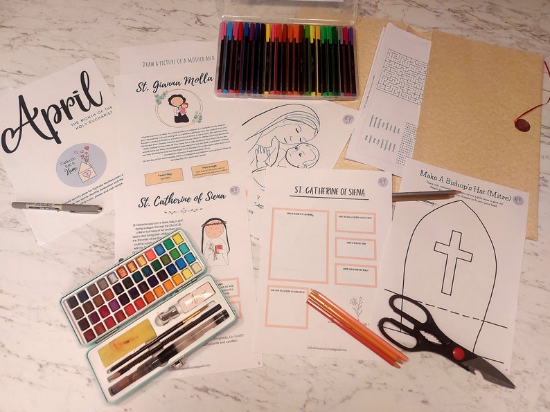 April Activity Pack for Catholic Families (mary, Saints, Bible, Hymn ...