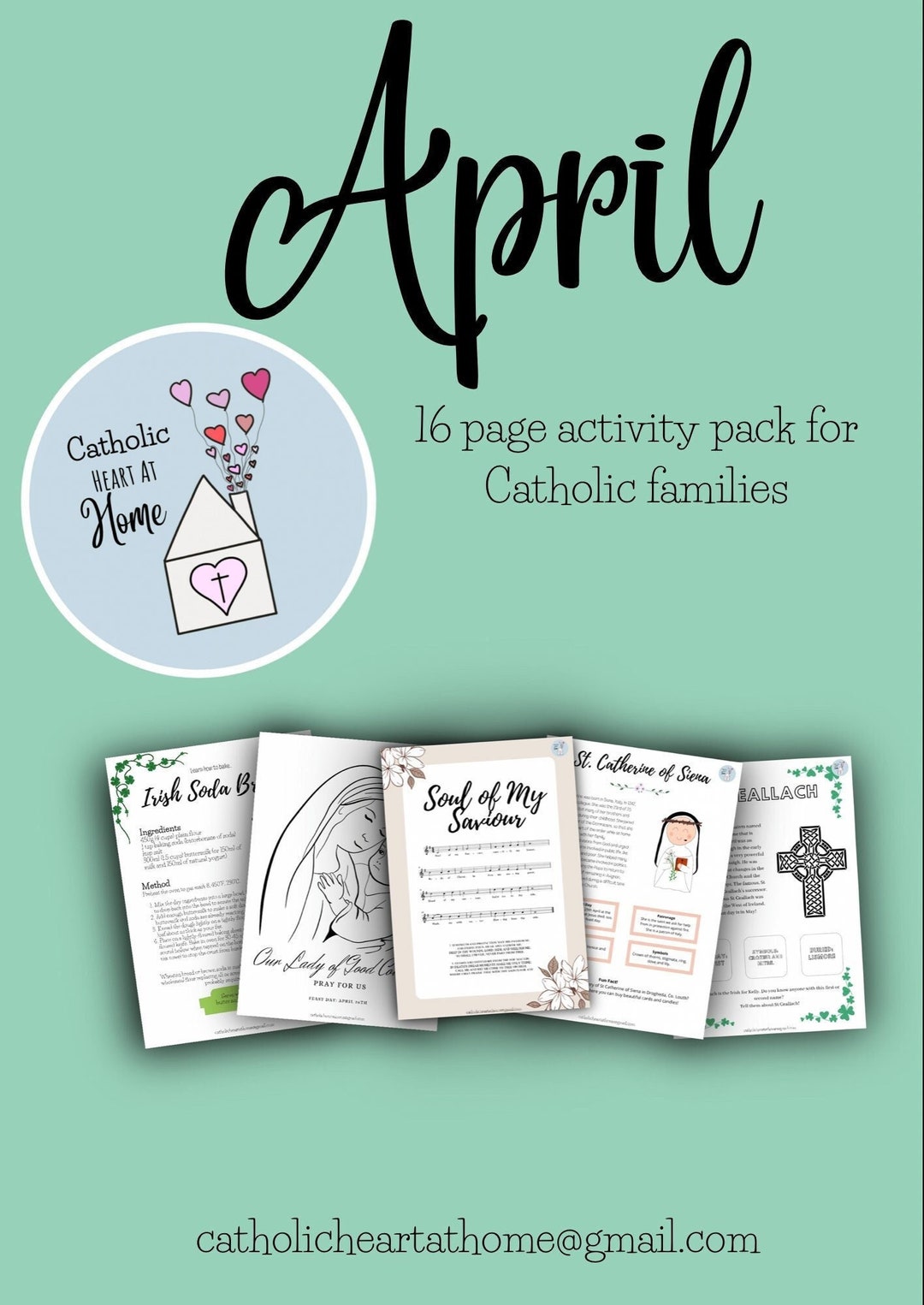 April Activity Pack for Catholic Families (mary, Saints, Bible, Hymn ...