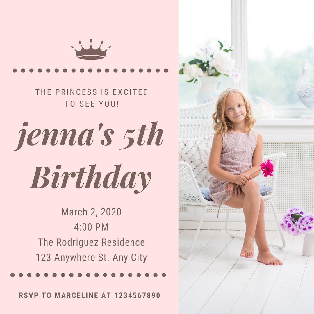 Editable Girls Birthday Invitation Heart Invitation Digital Template ...