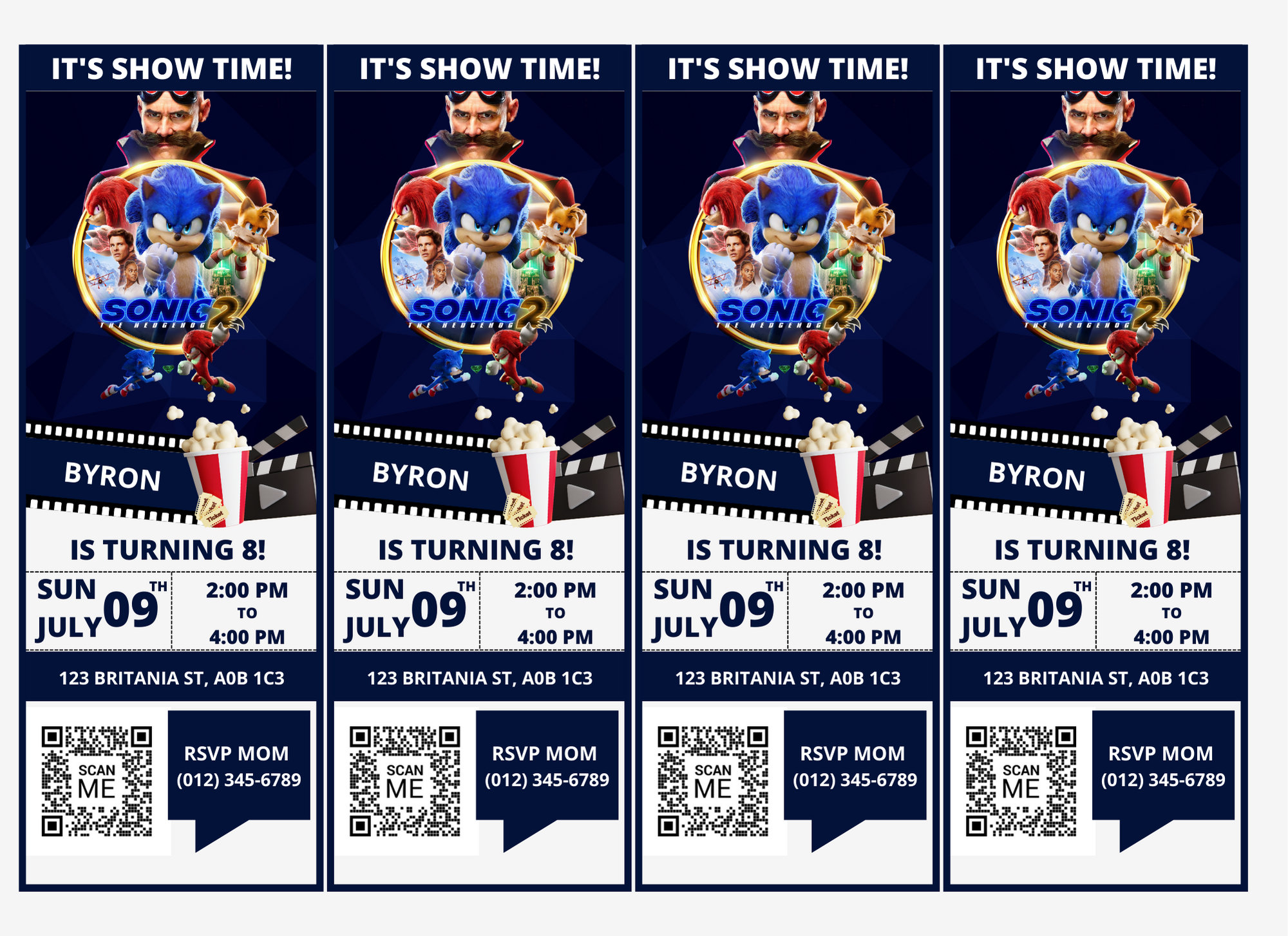 Sonic Digital Invitation Movie Tickets Printable Gift to Watch the ...