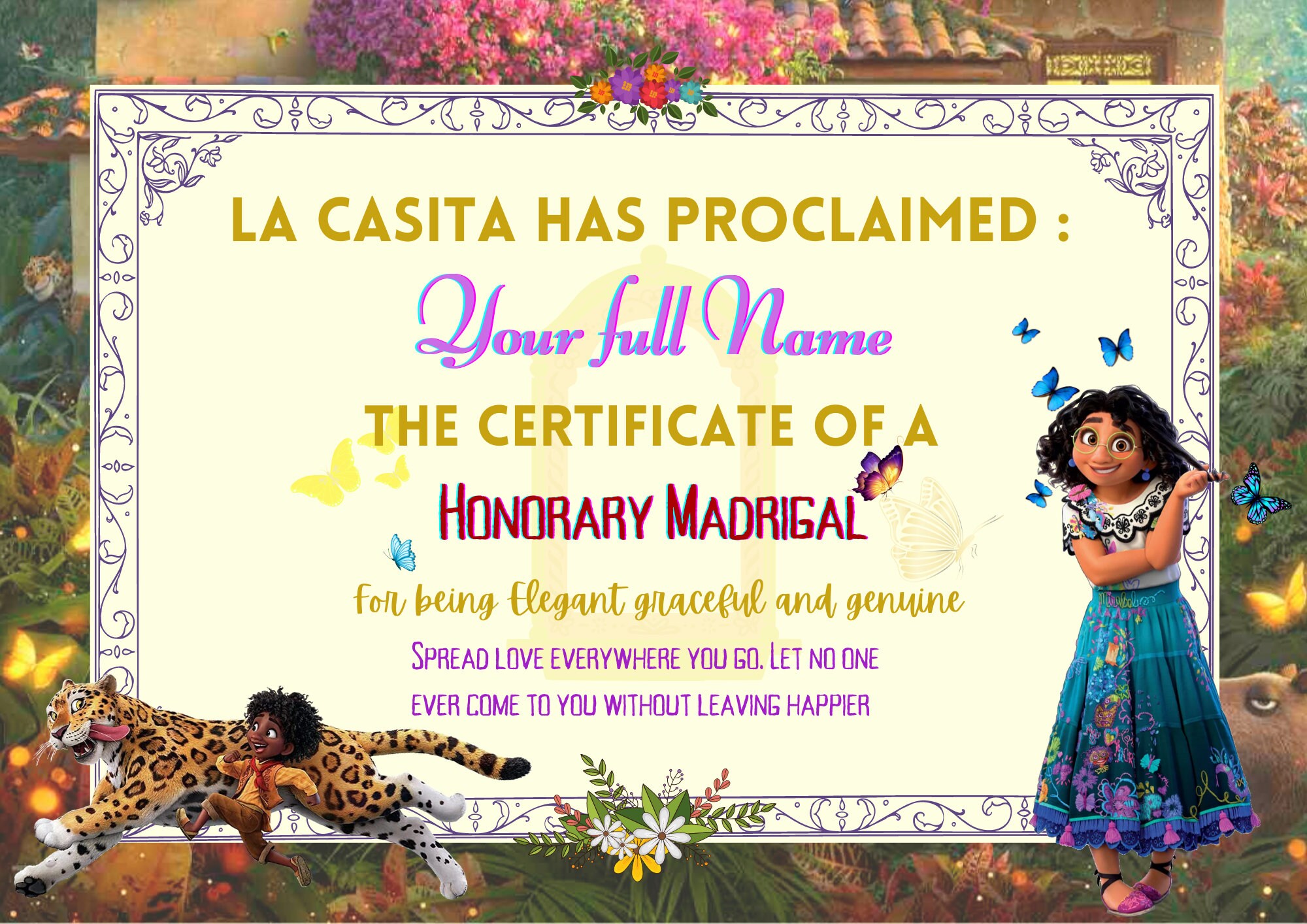 ENCANTO Mirabel Editable Party Certificate Kids Card Invite Custom ...