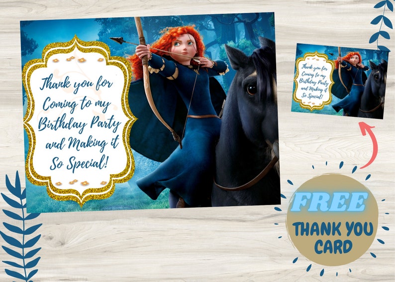 Princess Merida BRAVE BIRTHDAY Merida Editable Party Invitation Kids ...