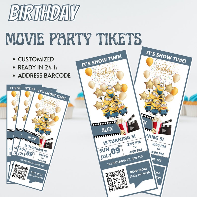 Minion Digital Invitation Movie Tickets Printable Gift to Watch the ...