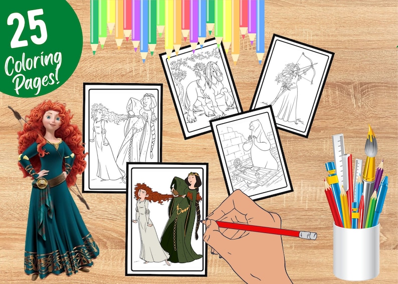Brave Princess Merida Coloring Pages for Kids Printable Pdf Files Print ...