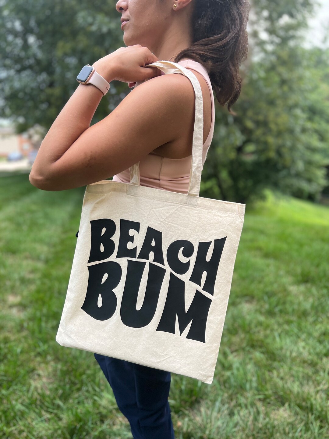 Beach Bum Canvas Tote Bags - MOM, Beach Gift Bag - Etsy