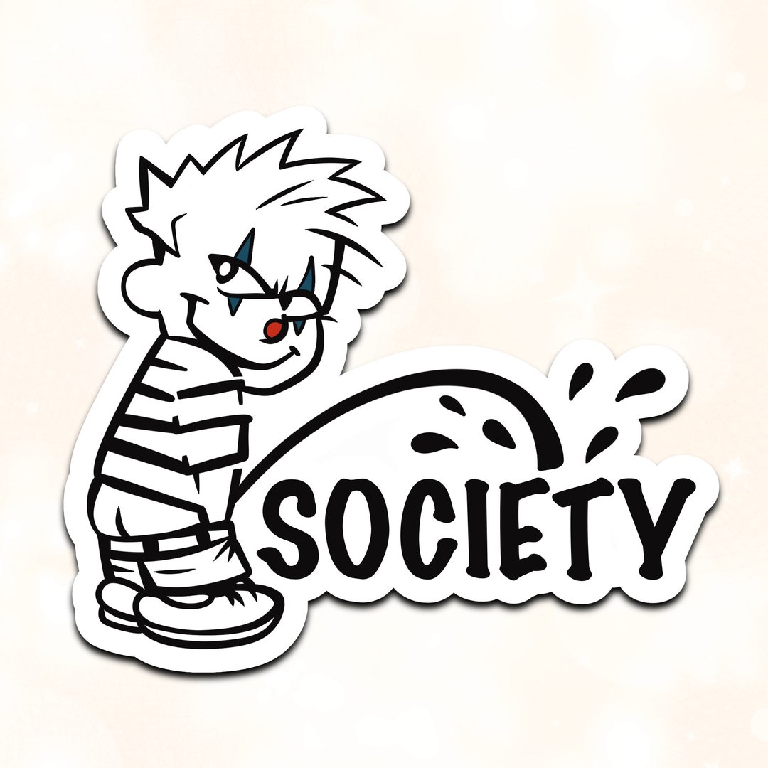 Calvin Peeing on Society Sticker - Etsy