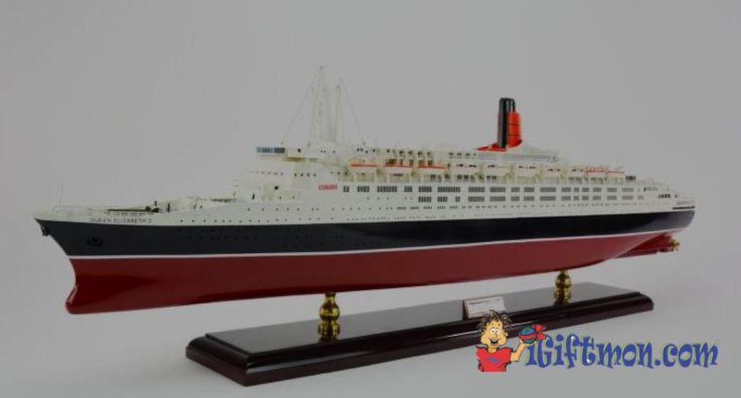 Ms QUEEN Elizabeth II QE2 Lighted Passenger Ship 39" Fully Built Ship ...