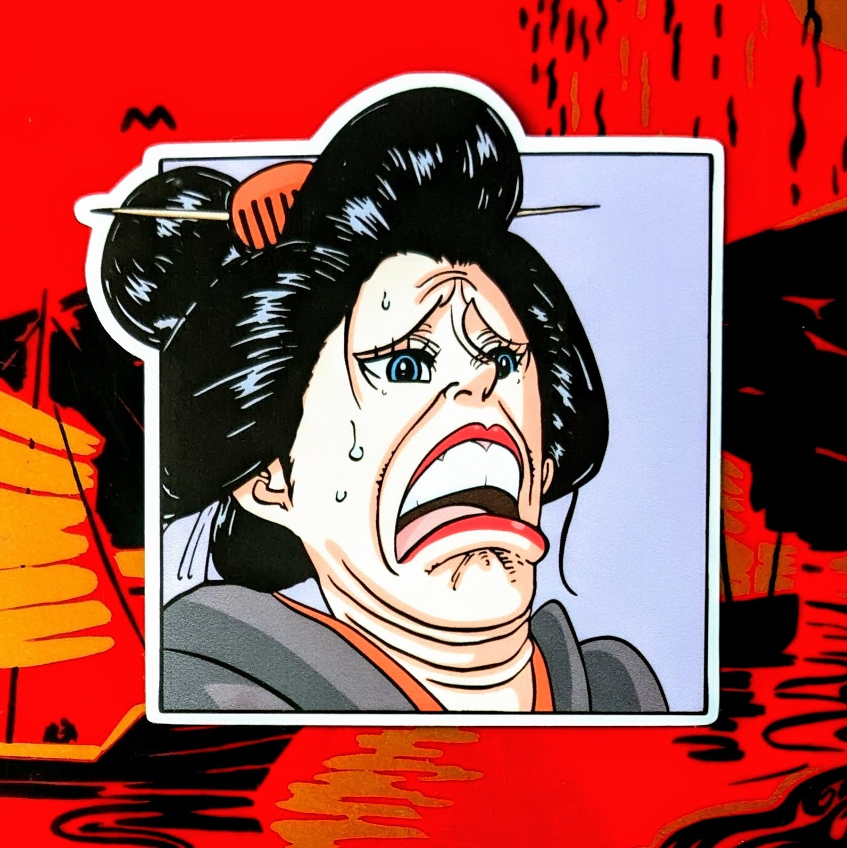 Geisha HUH Face Sticker Vinyl Waterproof Sticker 3 - Etsy