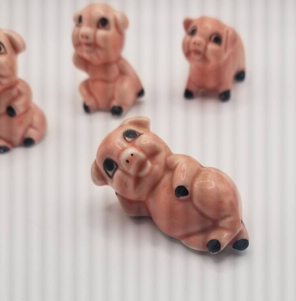 Porcelain Pig Mini Figures - Etsy