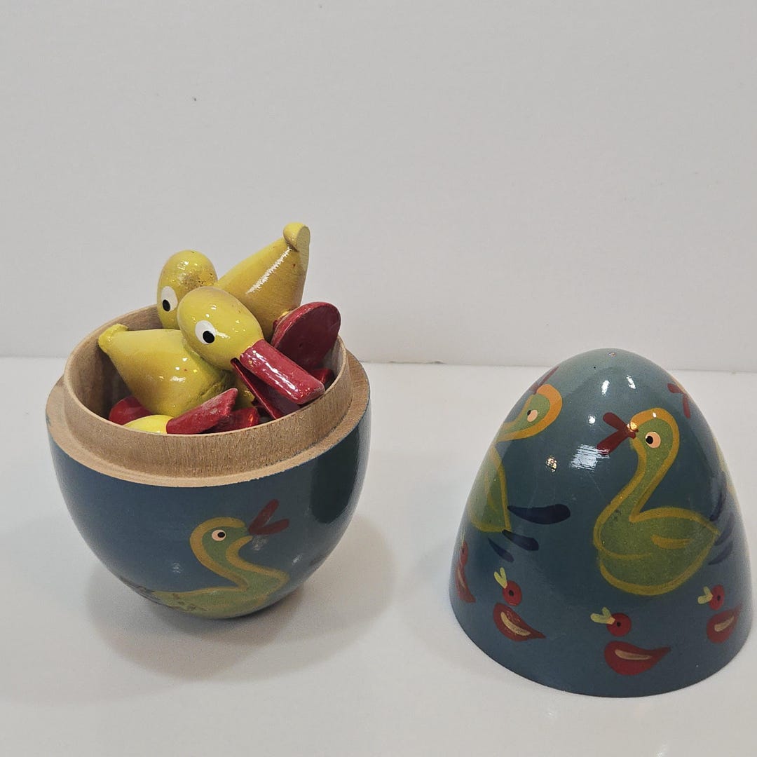 Vintage Polish Nesting Egg With Ducks Toy - Etsy