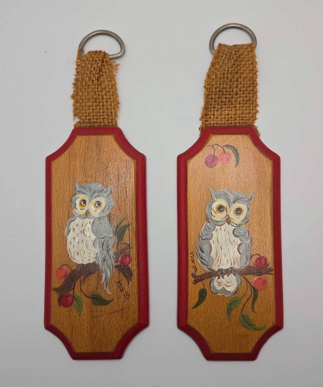 Small Wood Plaques With Painted Owls, Kitsch - Etsy