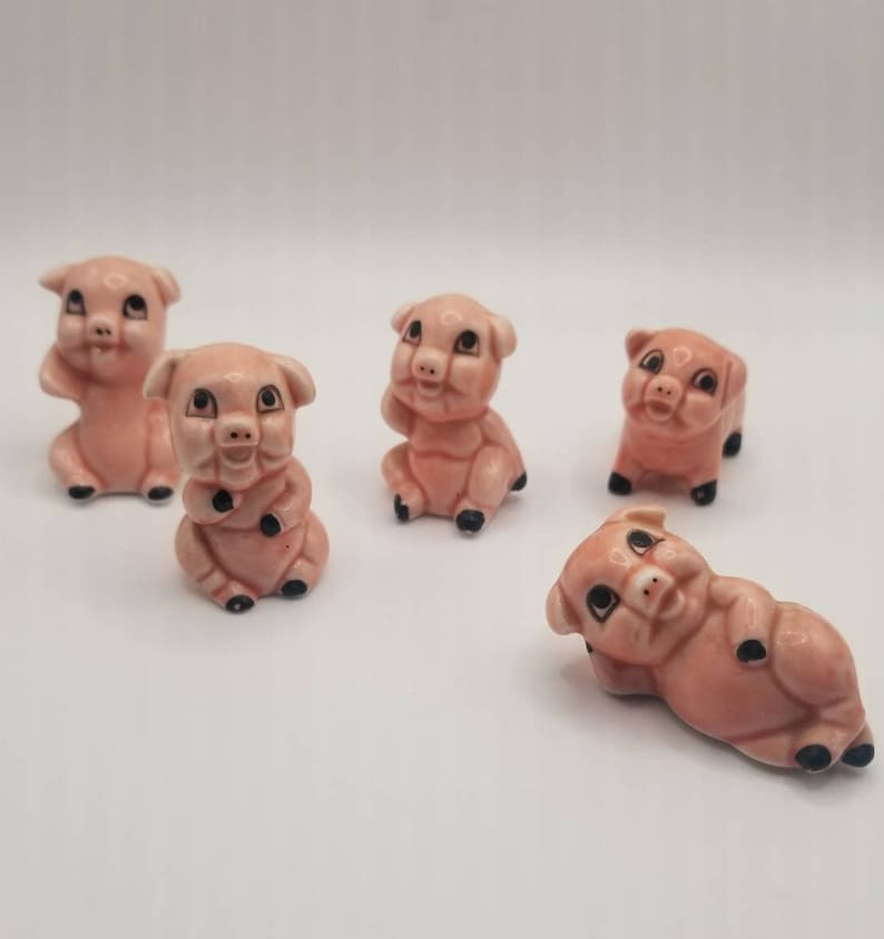 Porcelain Pig Mini Figures - Etsy