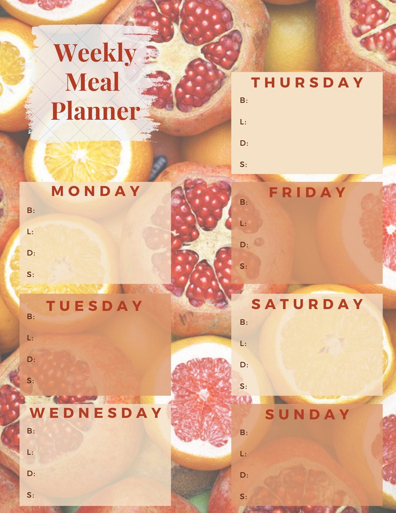 Weekly Meal Planner & Grocery List, Shopping List Printable, Colorful ...