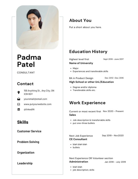 Word Simple Resume Template PDF to Microsoft Word Version | Etsy