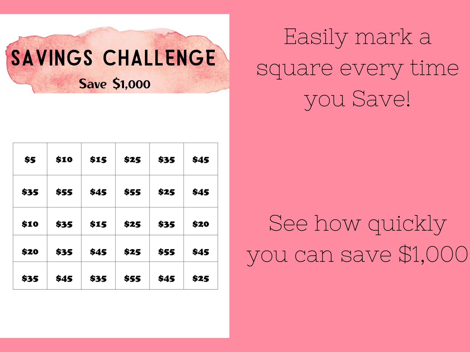 Savings Challenge Savings Tracker Savings Challenge Tracker Save ...