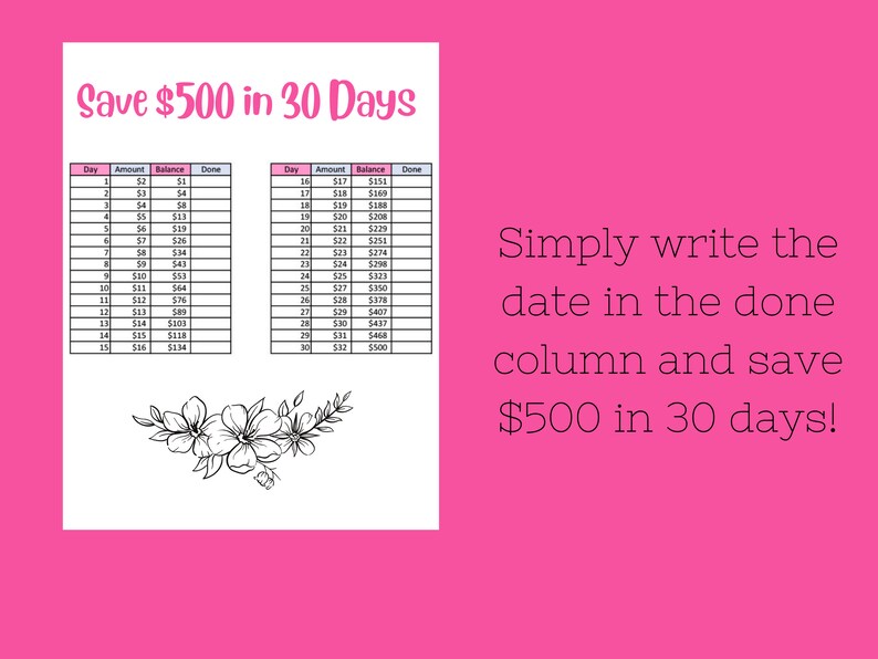 Save 500 Dollars in 30 Days | Savings Challenge | Savings | 30 Day ...