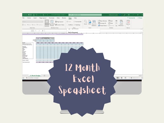 12-month Excel Budget Spreadsheet Excel Spreadsheet Budget | Etsy