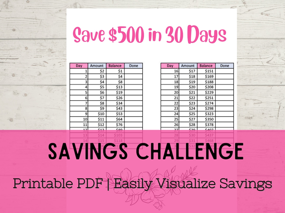 Save 500 Dollars in 30 Days | Savings Challenge | Savings | 30 Day ...