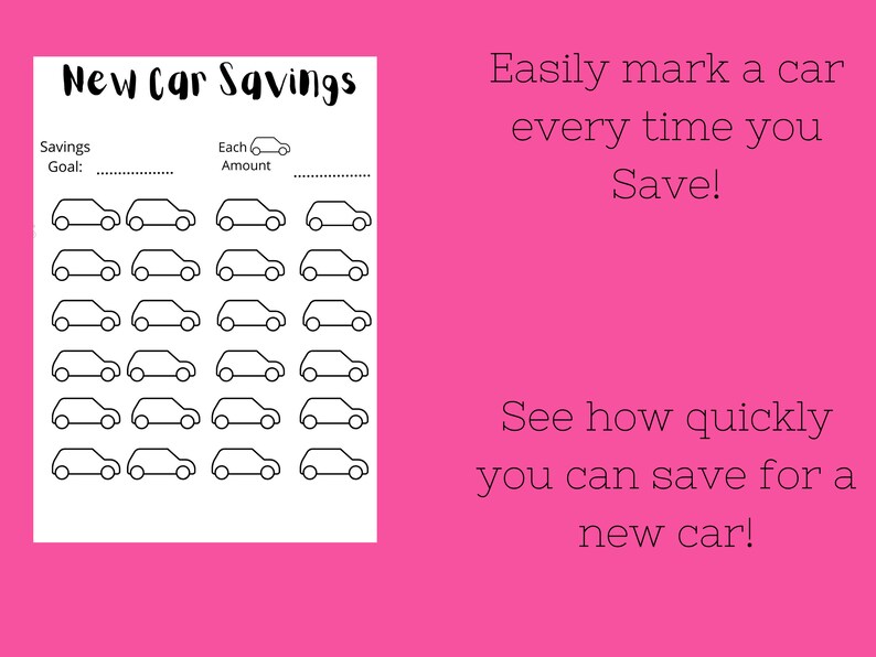 New Car Savings Challenge | Savings Tracker | Savings Challenge Tracker ...
