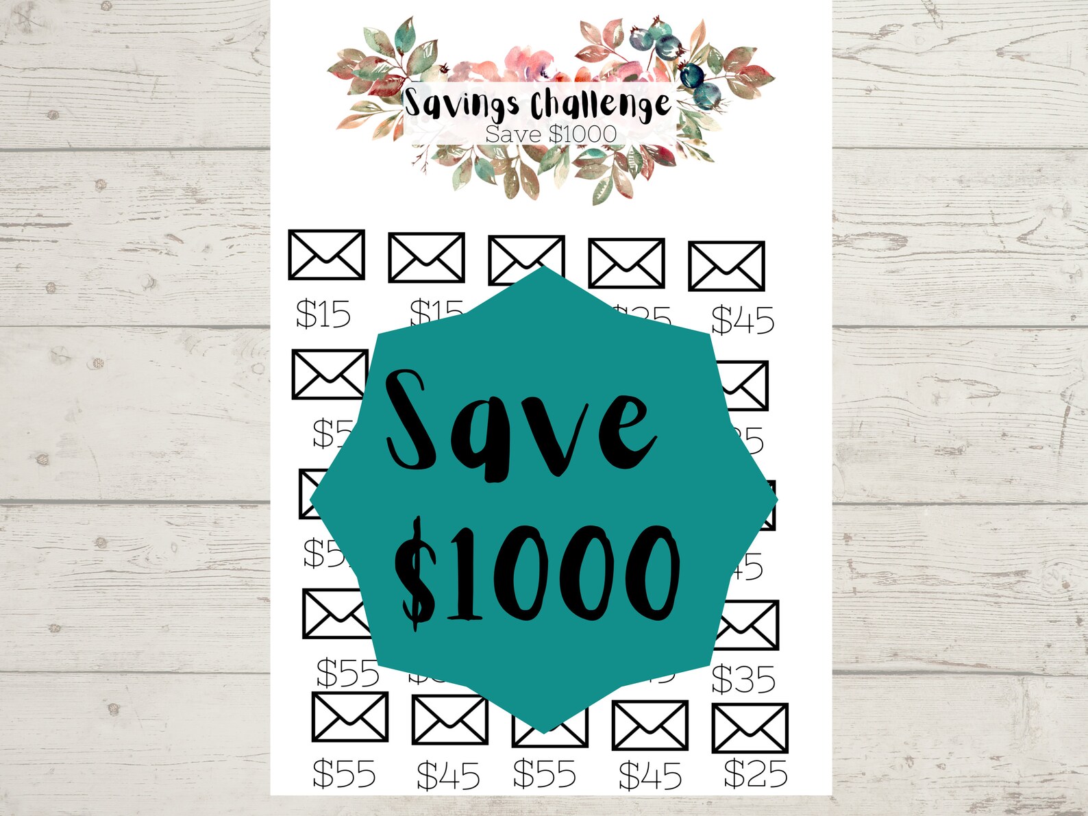 Savings Challenge | Save 1000 Dollars | Savings Challenge Printable ...