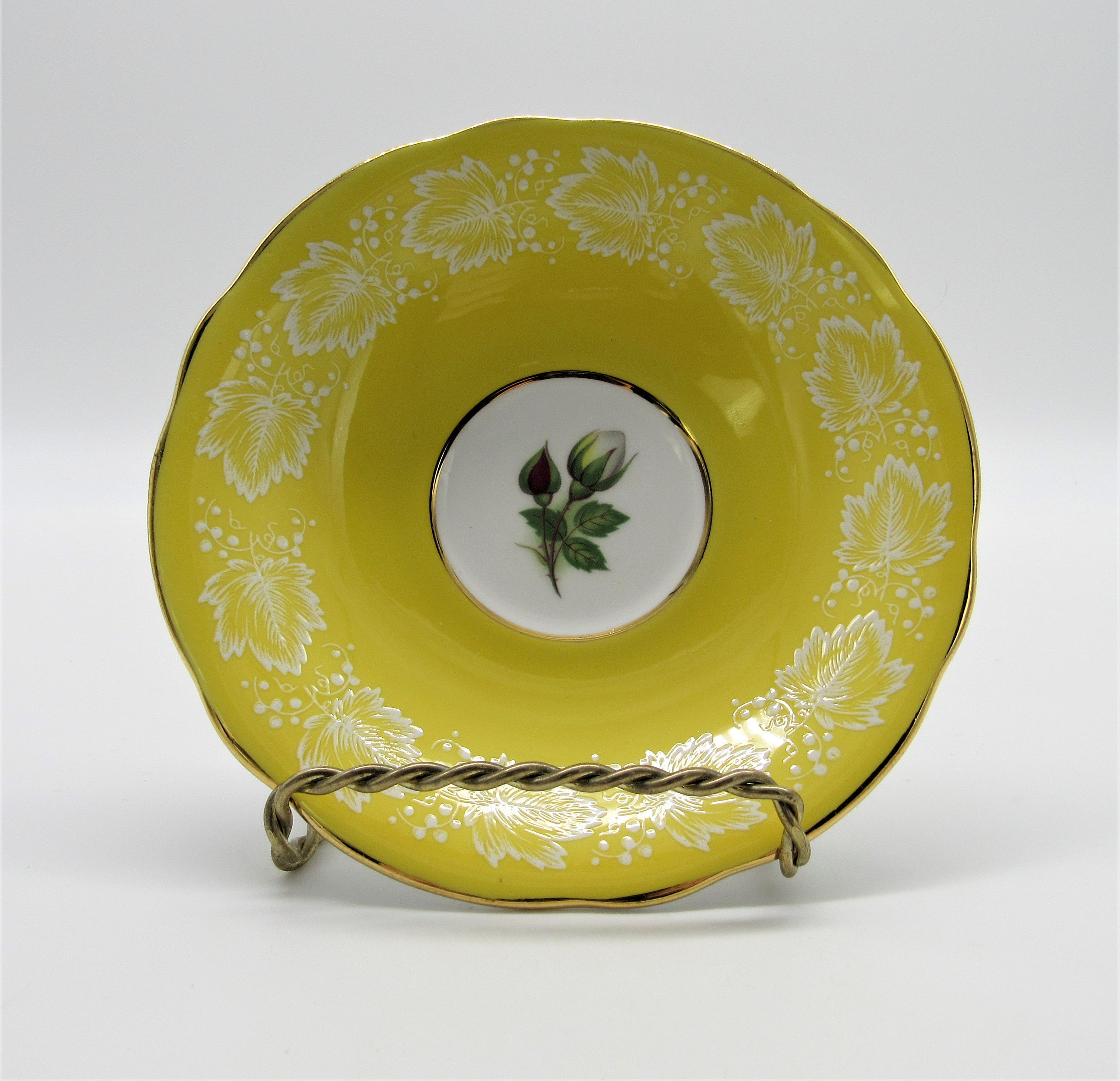 Vintage Clarence English Bone China Tea Cup and Saucer in Bright Yellow ...