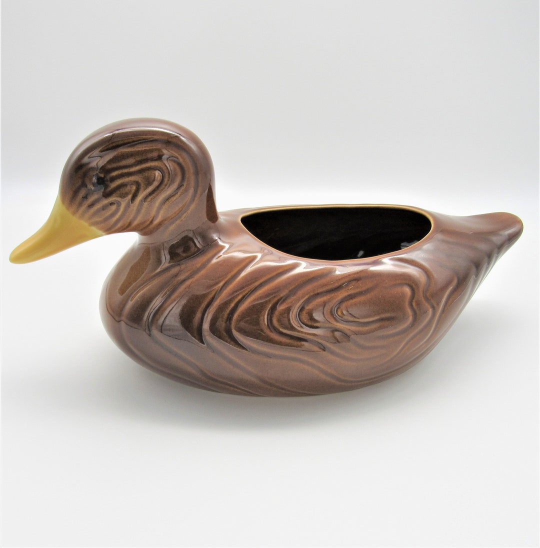 Vintage FTD Duck Planter, Ceramic Duck Planter by FTD, Ceramic Wood ...