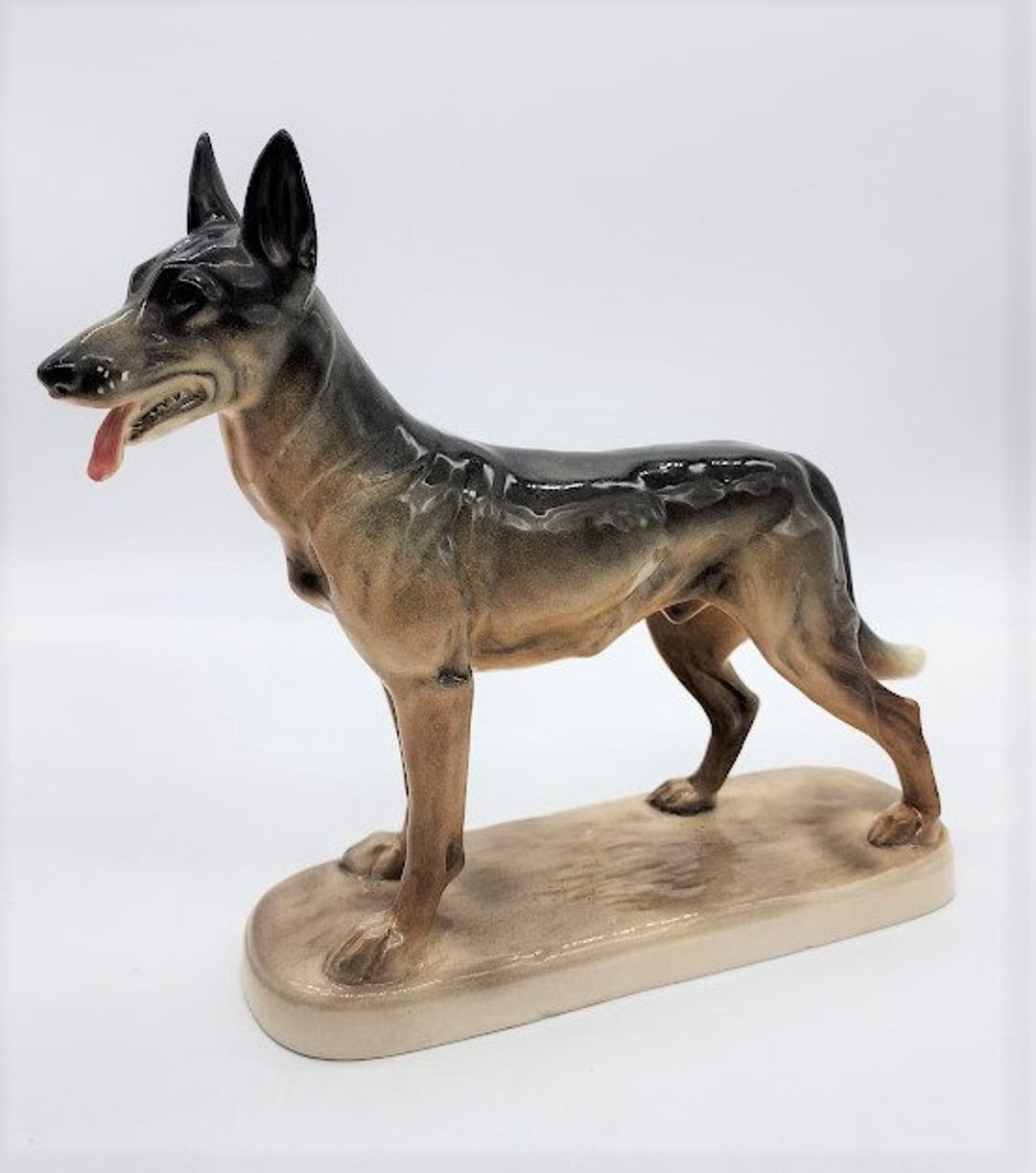 Vintage Hertwig Porcelain German Shepherd Dog Figurine, Mid-century ...