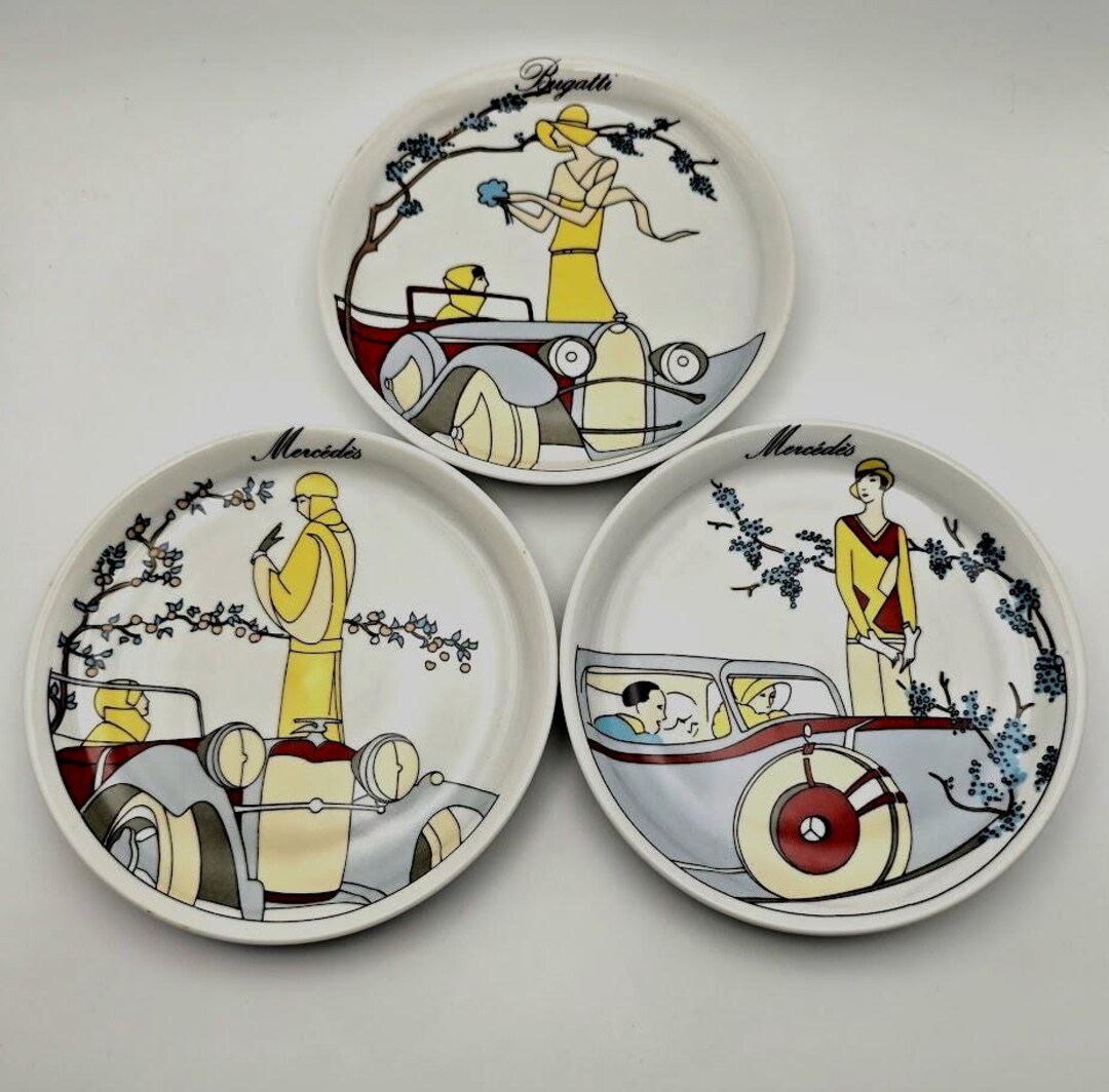Set of 3 Art Deco Porcelaine D'auteuil France Advertising Trinket ...
