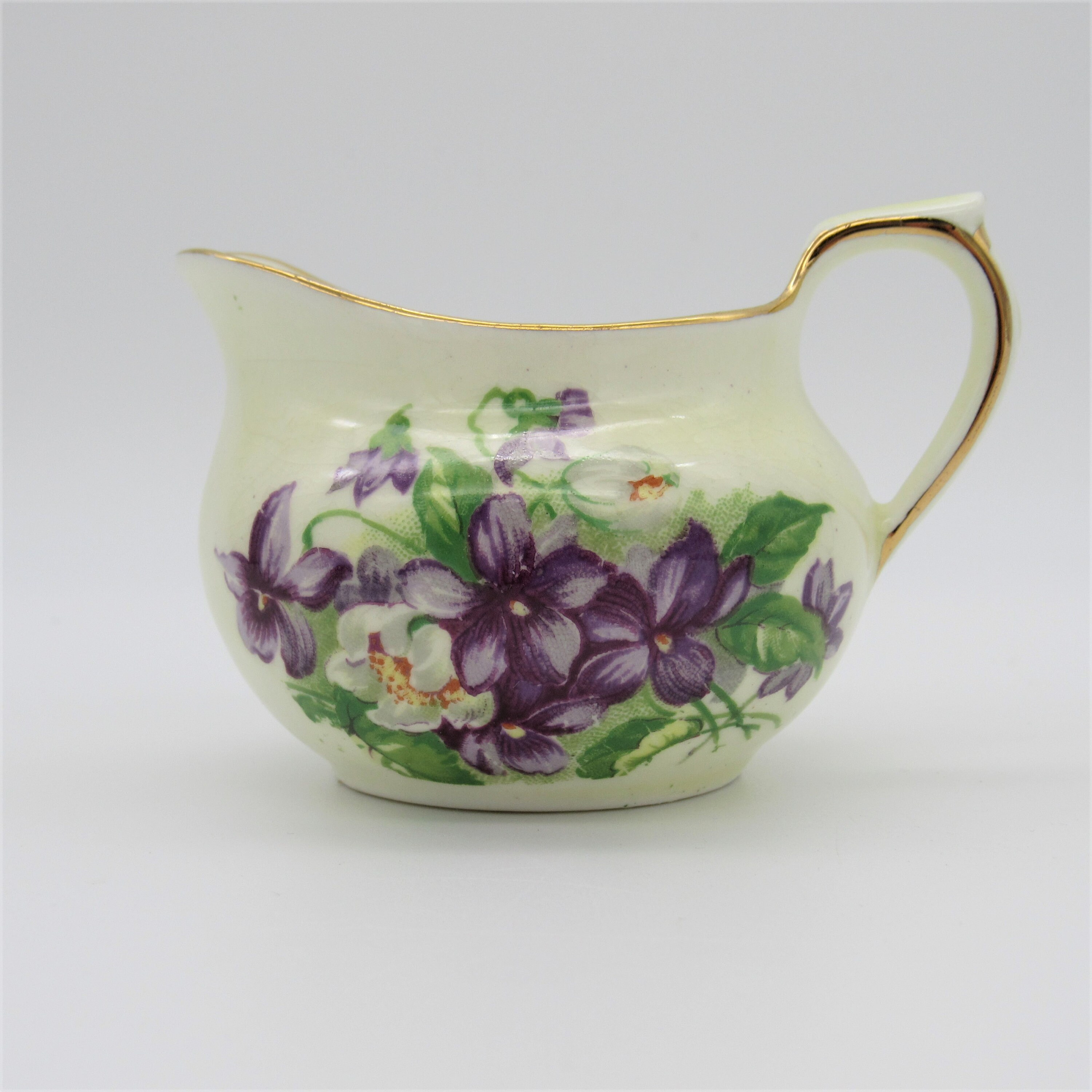 H & M Sutherland English Bone China devon Violets Sugar and Creamer Set ...