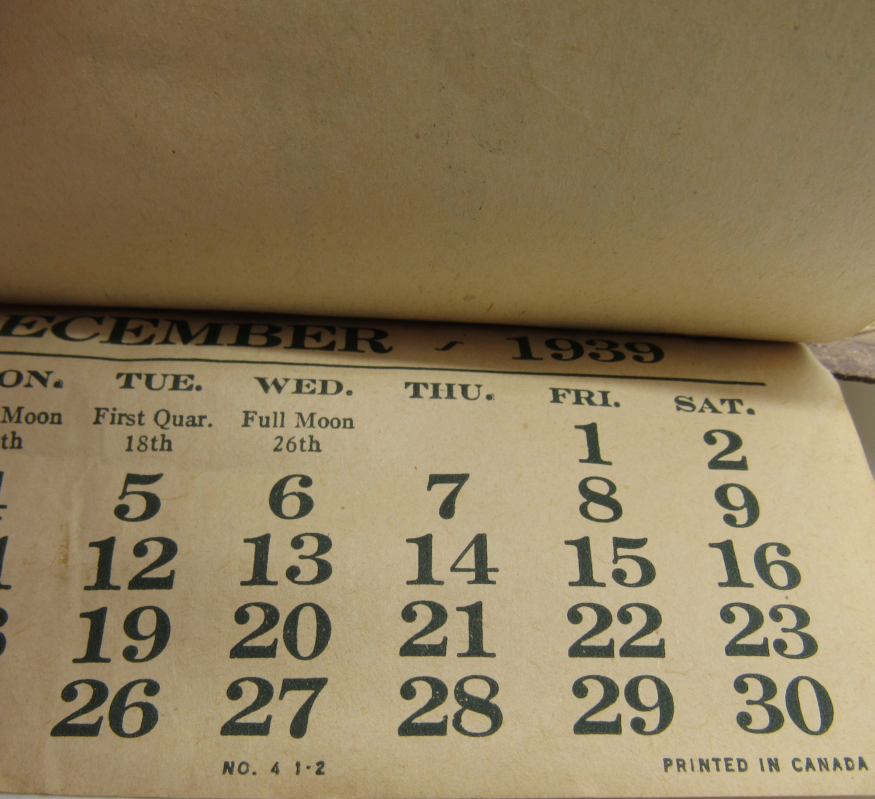 Vintage 1939 German Made Die Cut Advertising Wall Calendar for ...