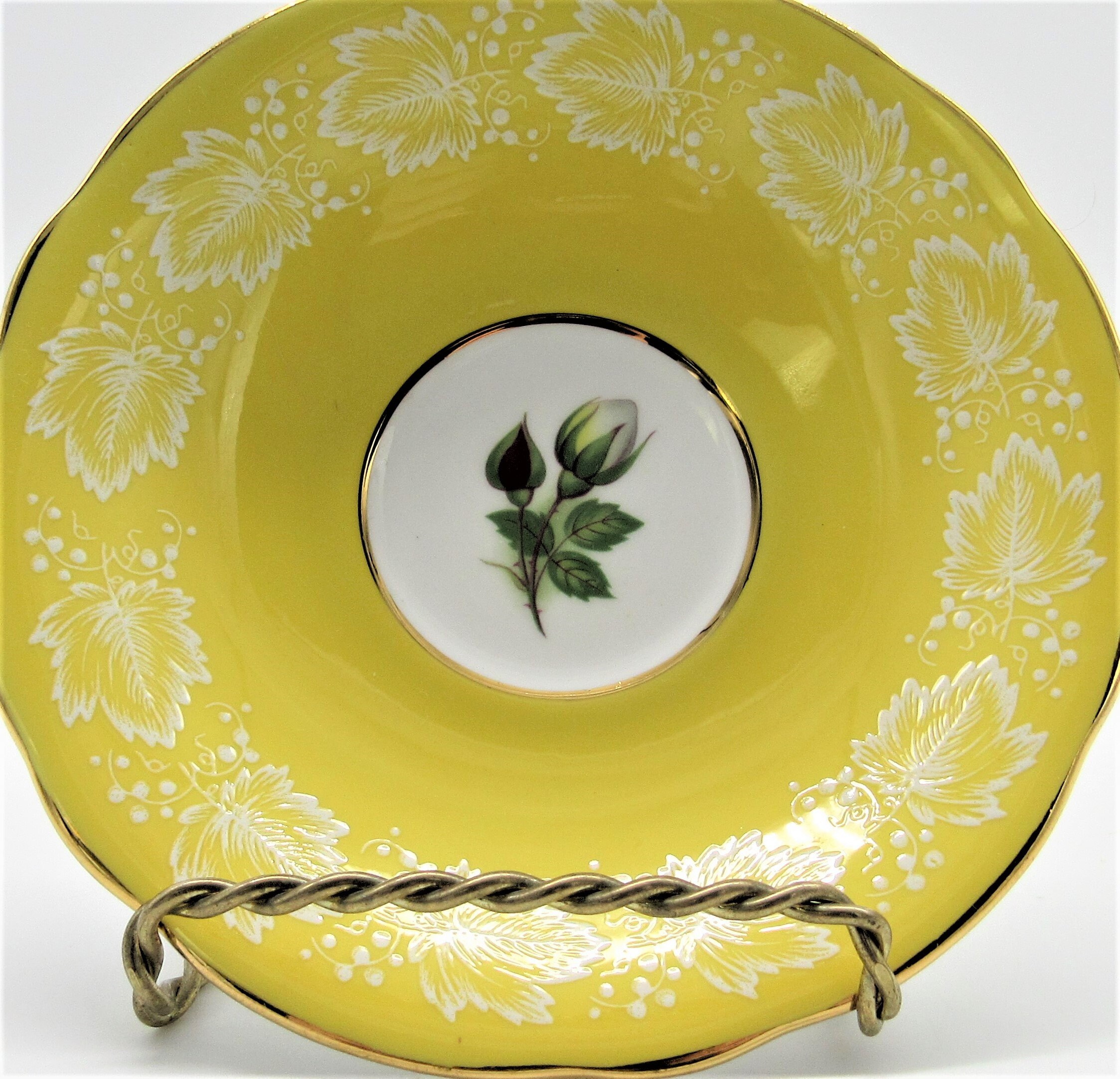 Vintage Clarence English Bone China Tea Cup and Saucer in Bright Yellow ...