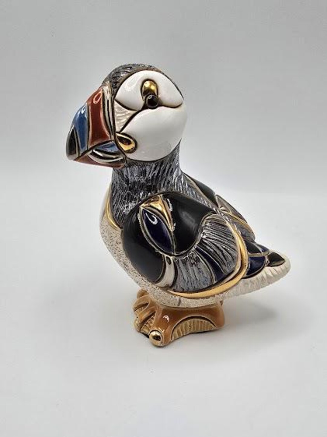 De Rosa Puffin Figurine, Hand-carved Sculpture With Platinum & Gold - Etsy