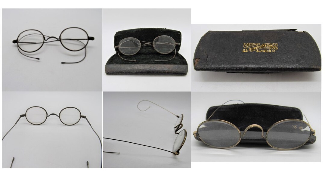 Two Pair of Antique Eyeglasses, Wire Rimmed Spectacles, Steampunk Style ...