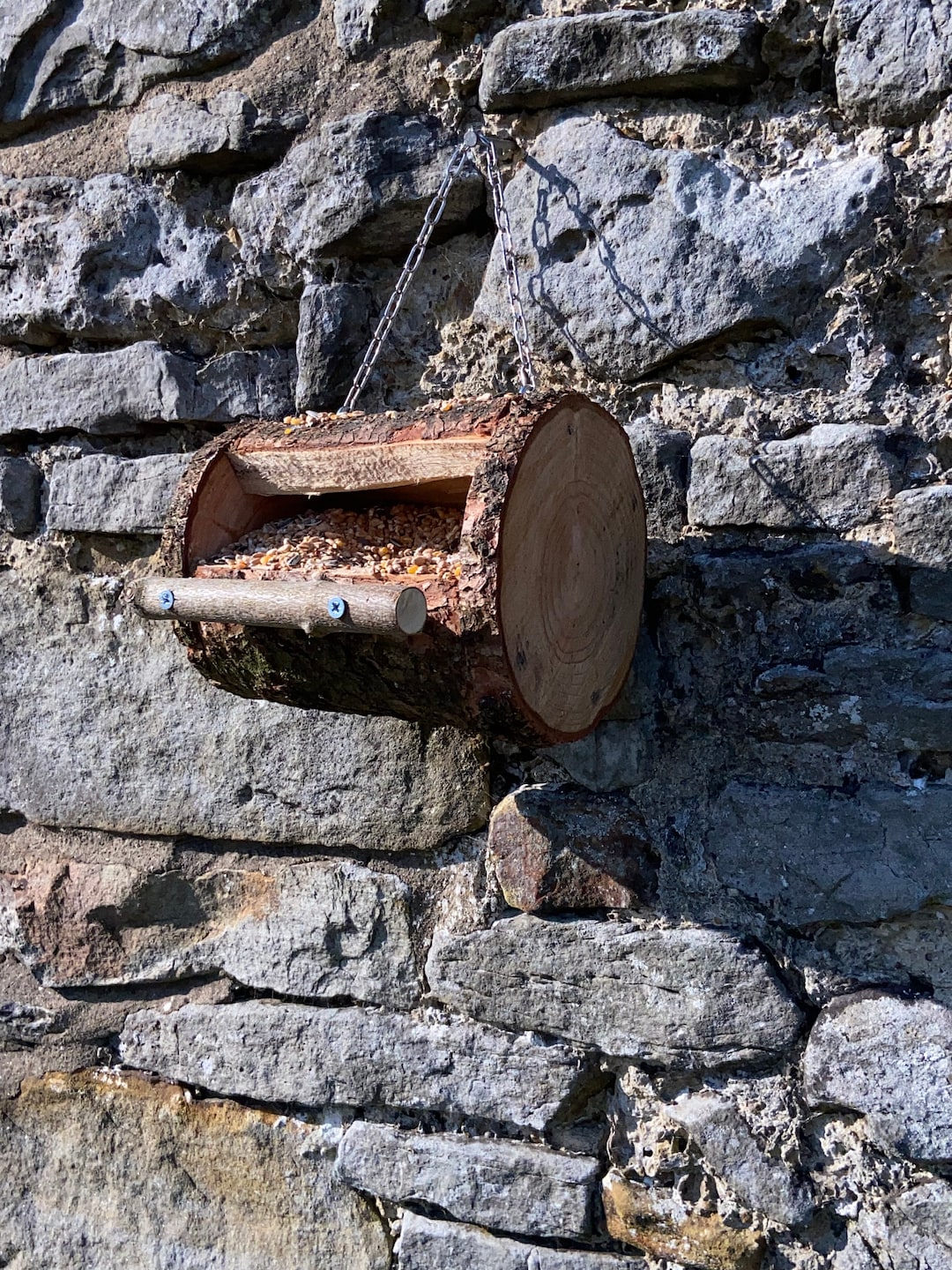 Handcrafted Rustic Log Wooden Bird Feeder - Etsy UK