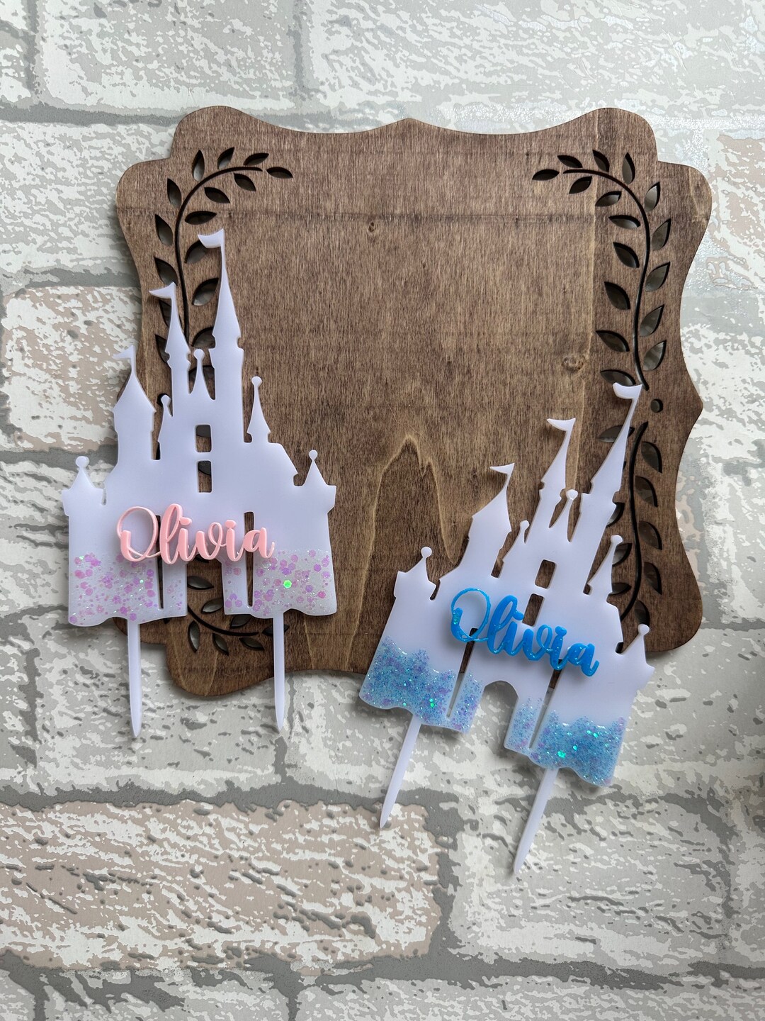 Personalised Princess Castle Cake Topper, Acrylic and Glitter Castle ...