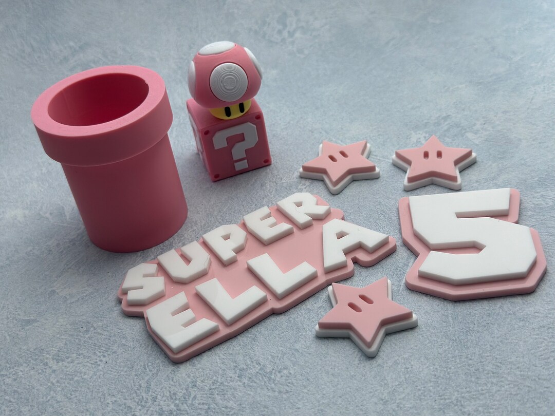 Super Plumber 3D Cake Topper Figurines Pink Perfect for Theme Parties ...