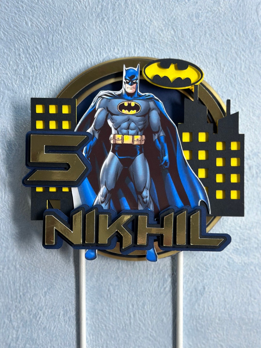 Personalised Superhero Bat Inspired Cake Topper Set - Etsy