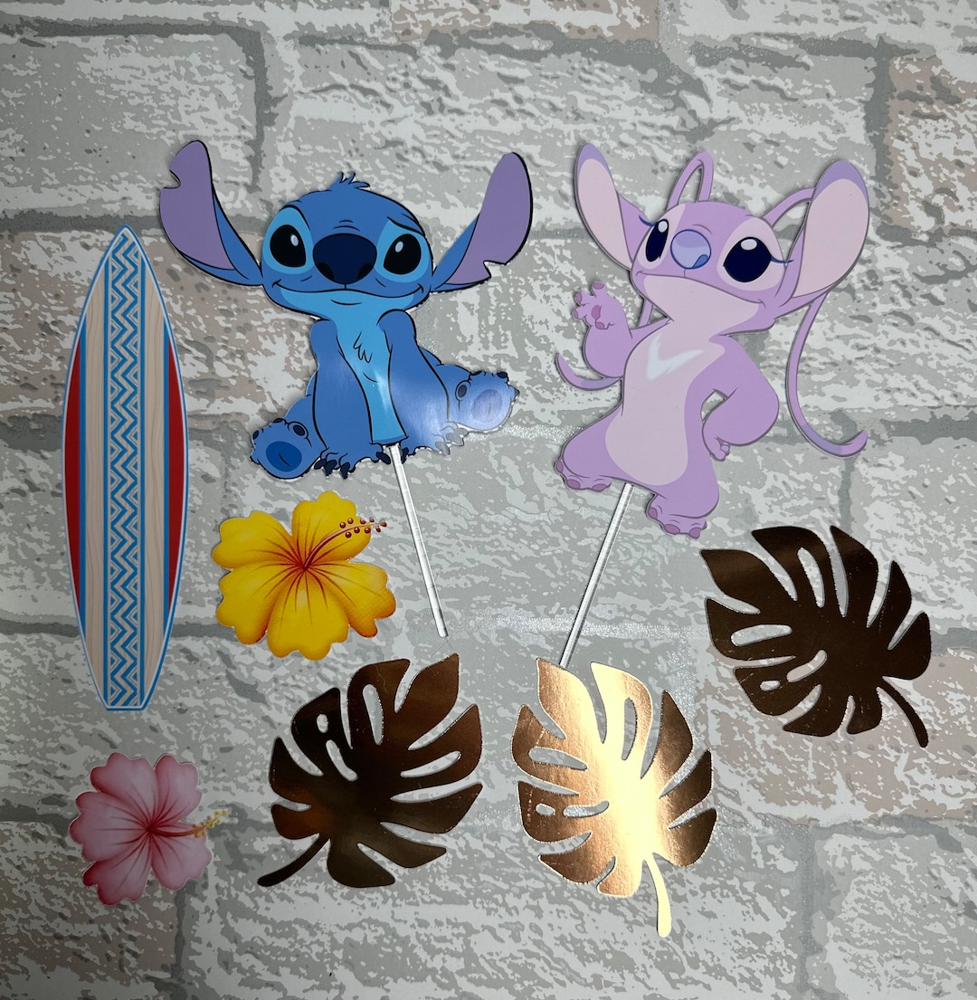 Personalised Stitch and Angel Hawaii Inspired Cake Topper Set - Etsy