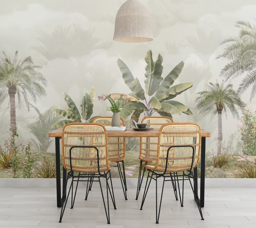 Peel and Stick Wallpaper Palm Trees Large Scale Mural Palm Wallpaper ...