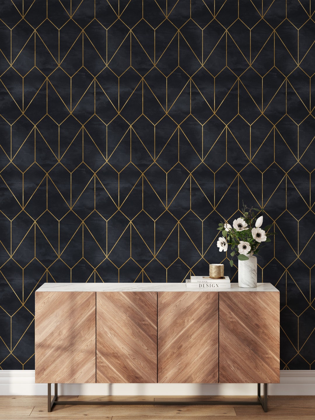 Peel and Stick Wallpaper Geometric Decor Large Scale Mural Wallpaper ...