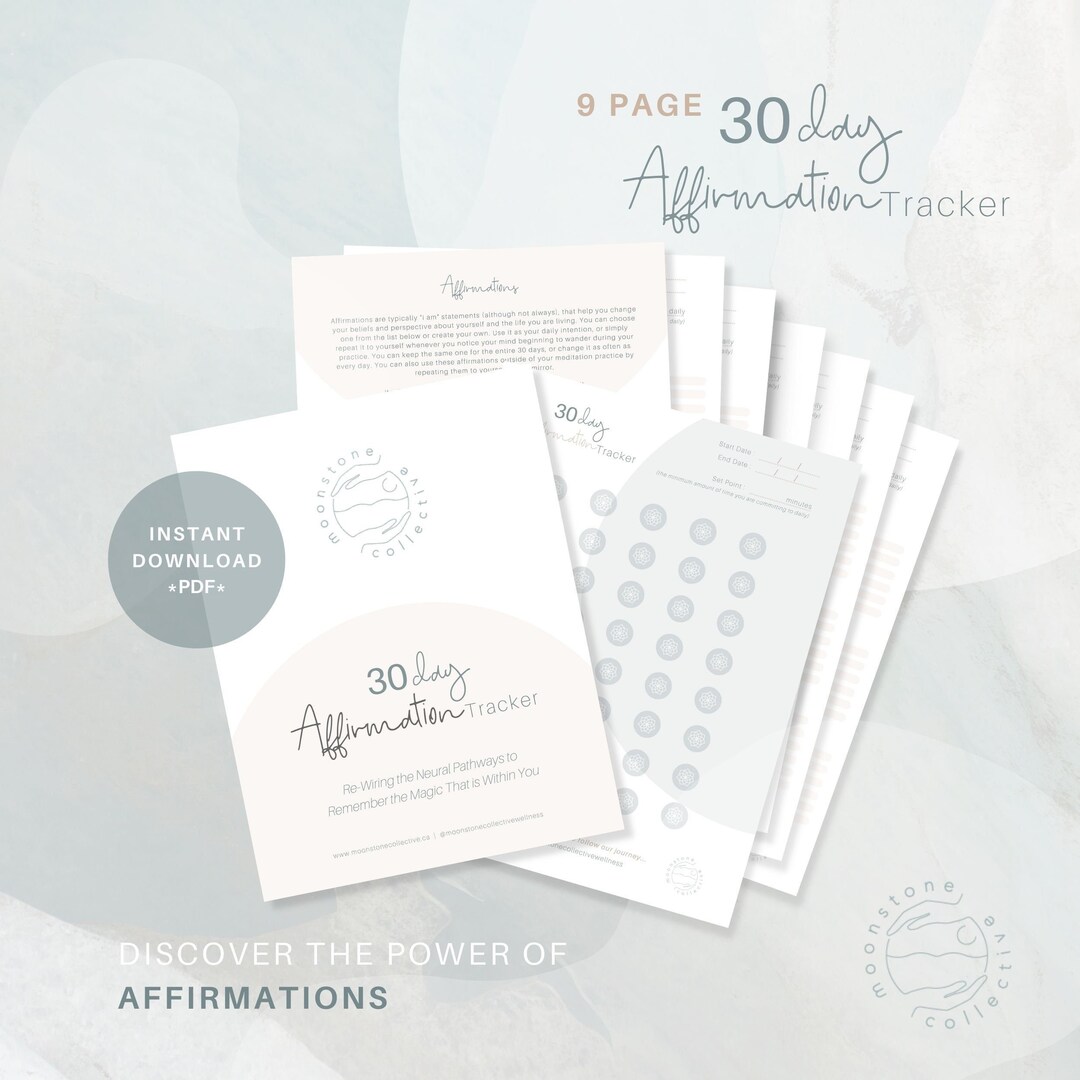 30 Day Affirmation Tracker, Wellness Planner, Daily Affirmations ...