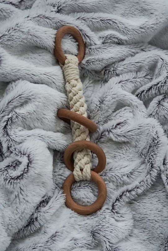 Macrame and Wood Baby Rattle Montessori Style Baby Toy - Etsy