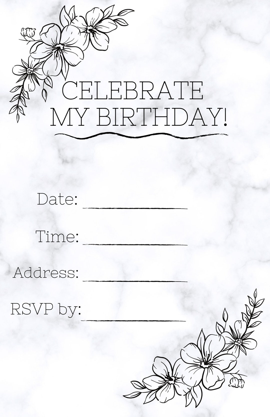Minimalist Birthday Party Invite DIGITAL Download Invite Template Ready ...