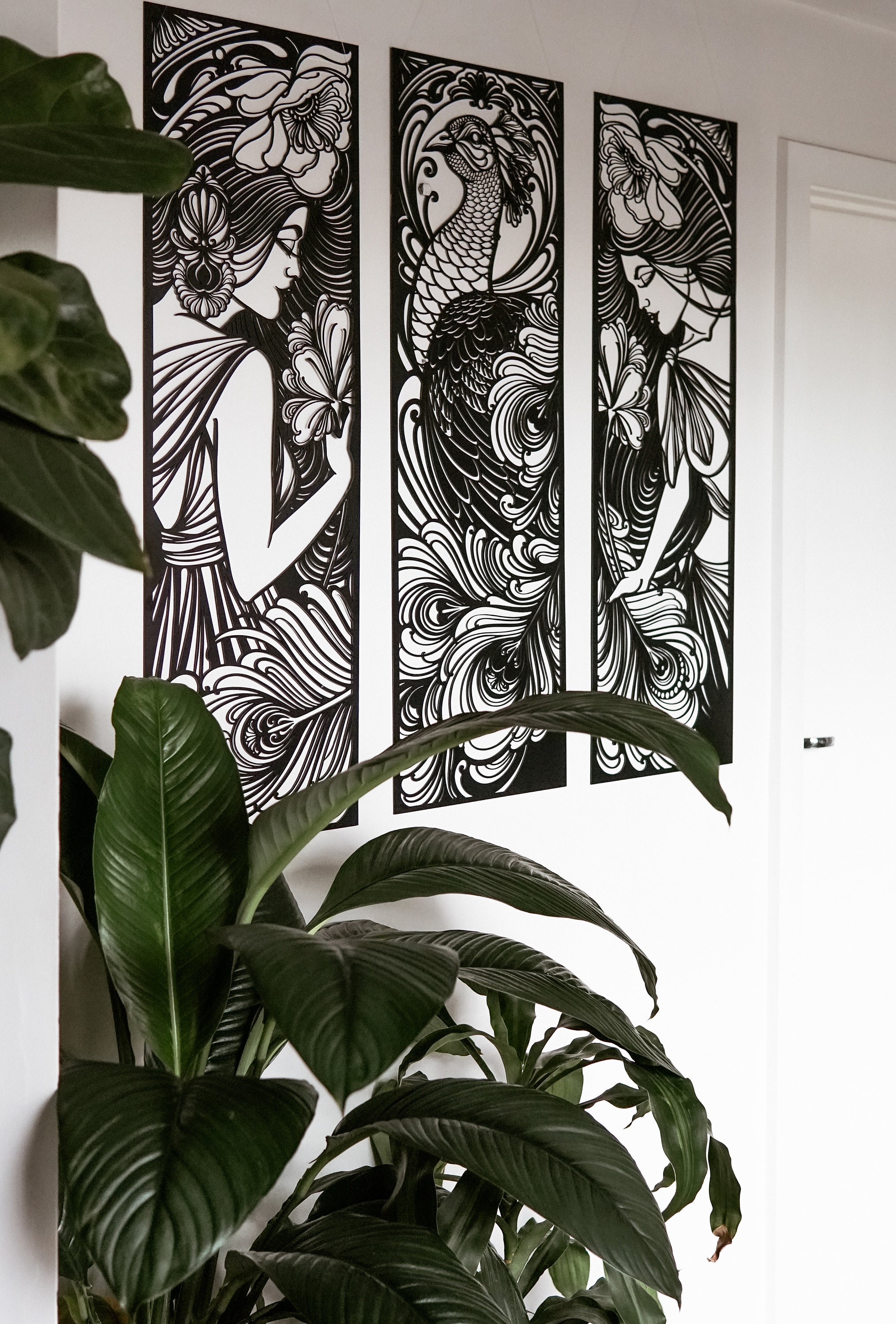 Nouveau Triptych Metal Panels Wall Art - Etsy Australia
